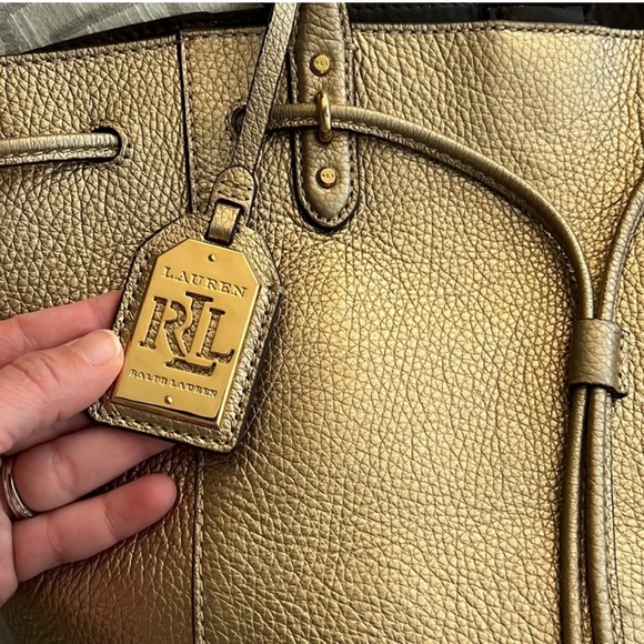 Lauren Ralph Lauren | Bags | Ralph Lauren Gold Leather Purse Fob ...